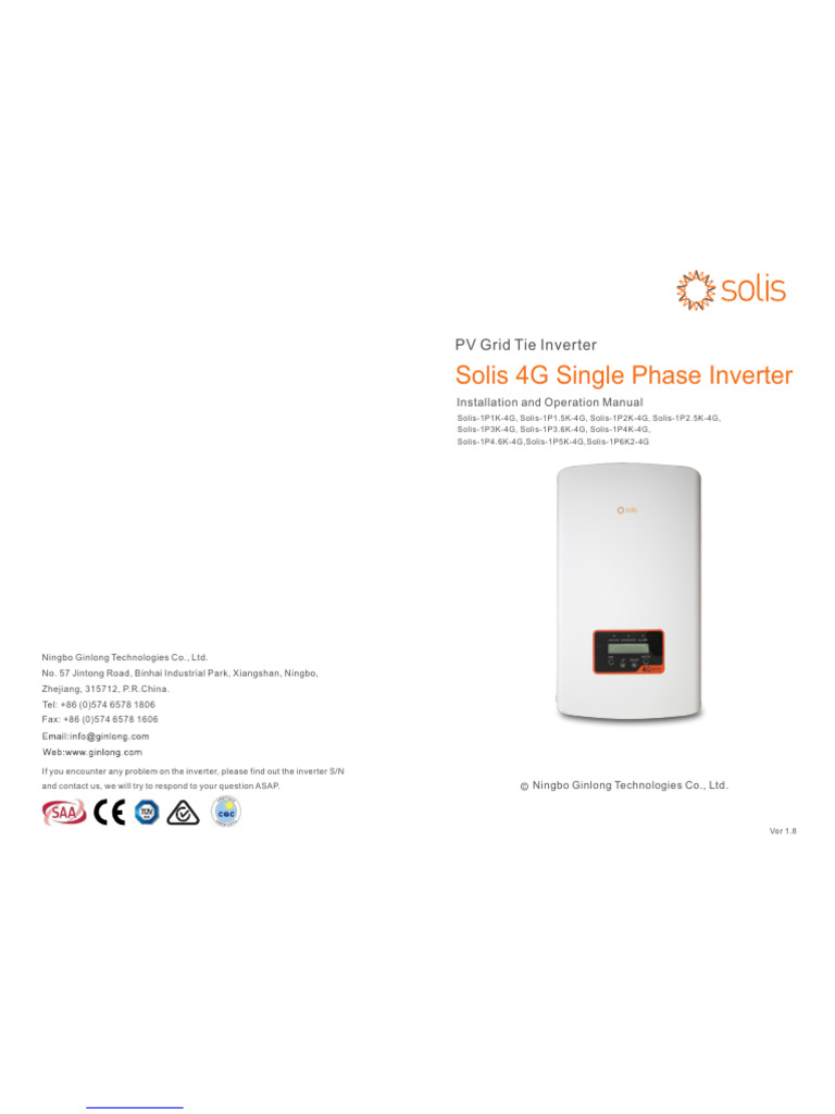 Solis 4G Inverter Installation Manual | PDF | Electrical Connector ...