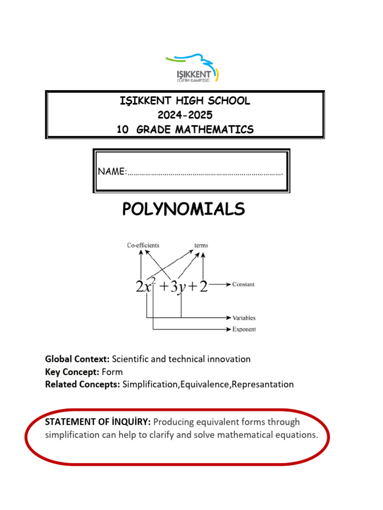 3.polynomials Booklet 2024-2025 | PDF | Polynomial | Mathematical Analysis