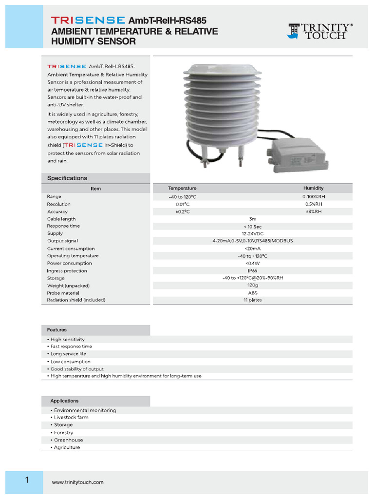TRISense AmbT-RelH-RS485 | PDF