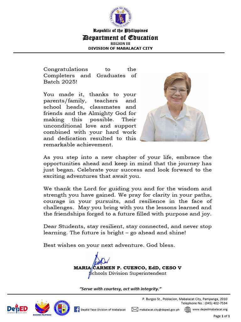 DMC Grad Message 2025 | PDF