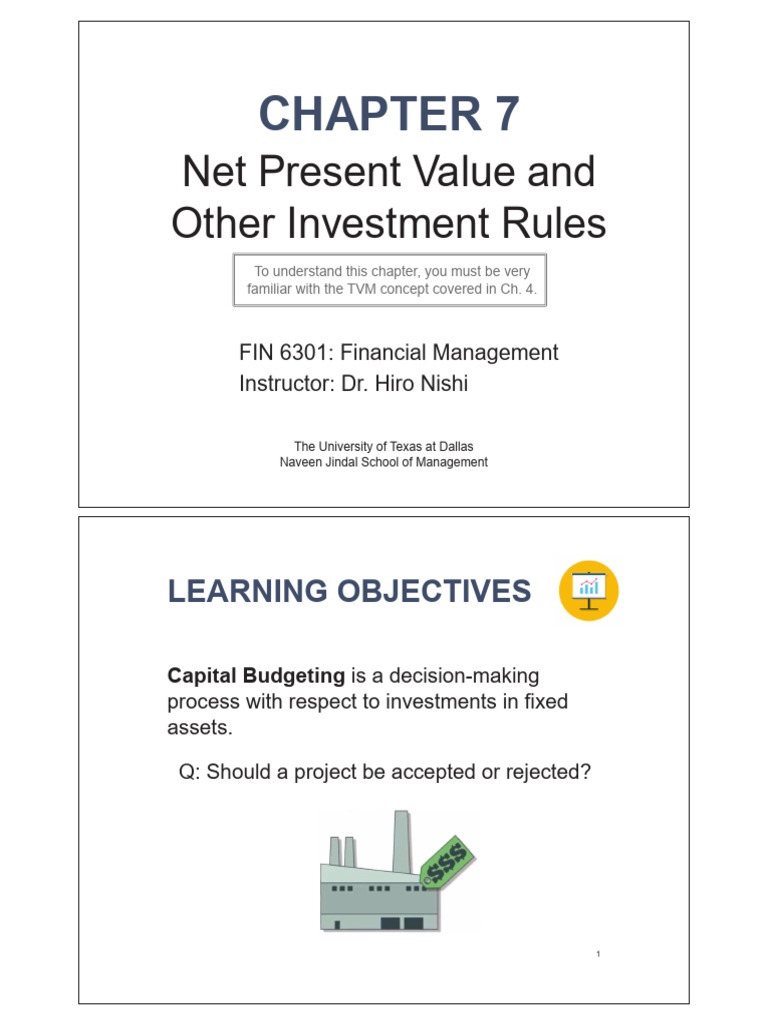 Lecture Note - Chapter 07 | PDF | Net Present Value | Capital Budgeting