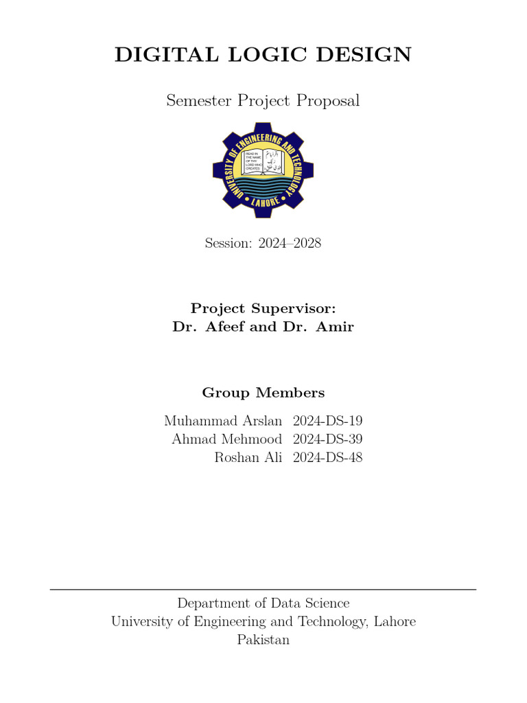 ARSLALN DLD PROPOSAL Second | PDF | Logic Gate | Electronic Circuits