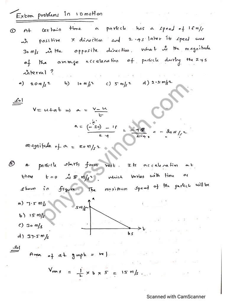 1D Motion Extra Problems_watermark | PDF