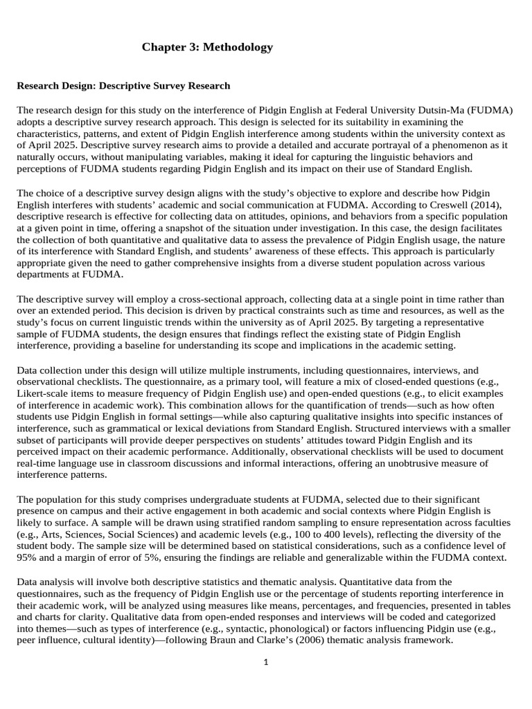 Chapter 3 Methodology - 250405 - 003201 | PDF | Sampling (Statistics) | Survey Methodology