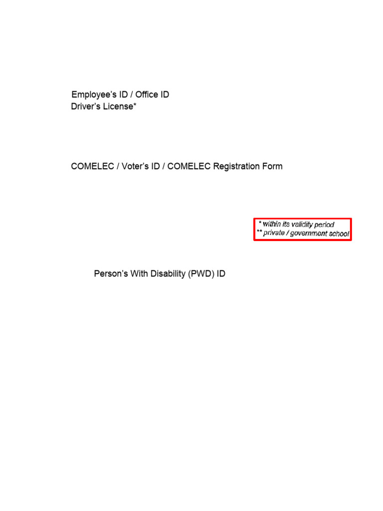 LIST OF ACCEPTABLE GOVERNMENT-ISSUED IDENTIFICATION CARDS (IDs) | PDF