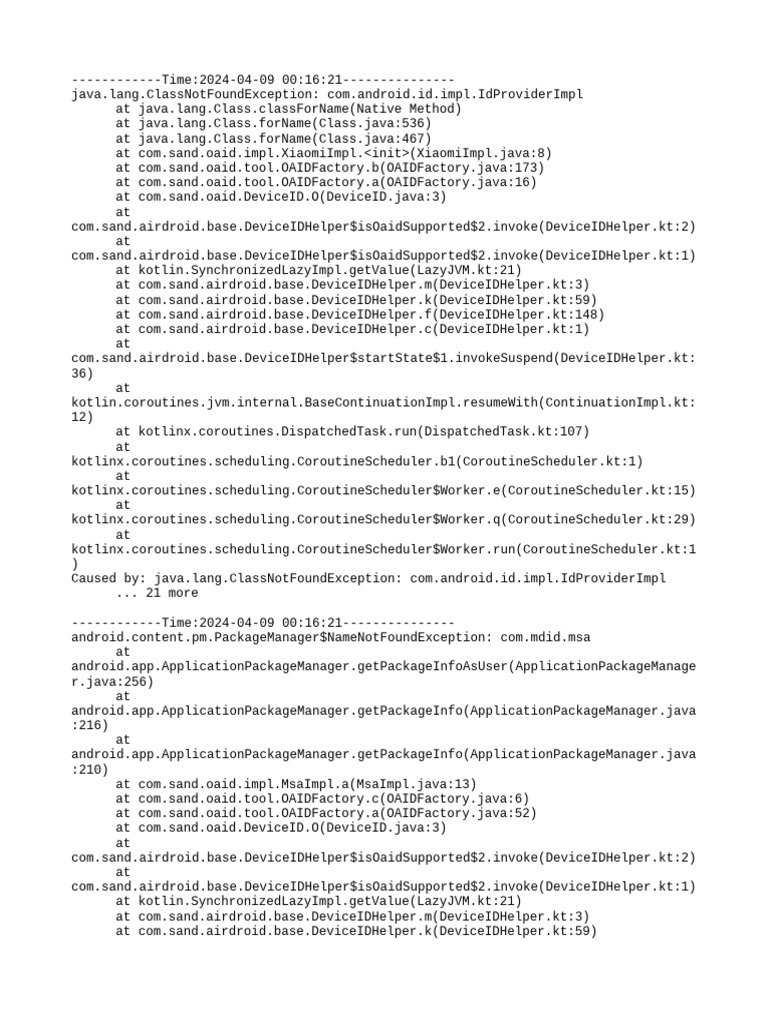 ClassNotFoundException in Android Code | PDF