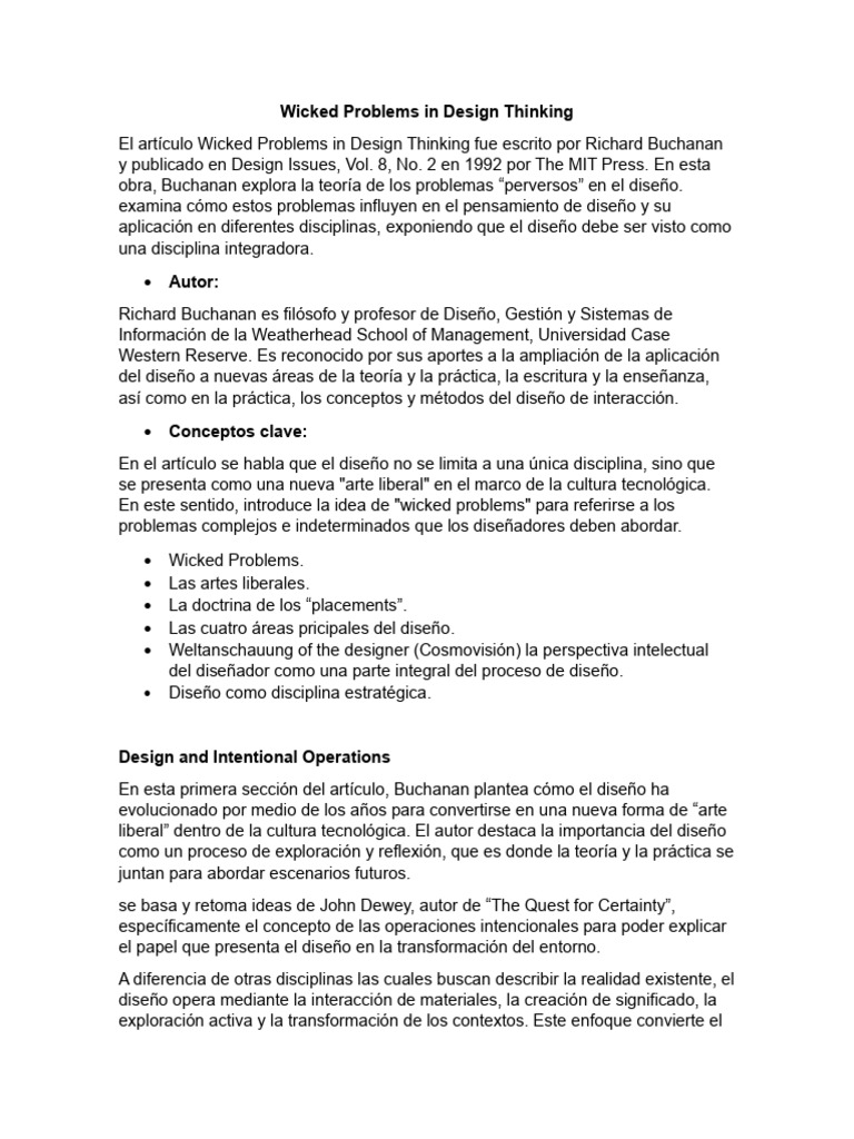 Relatoria, Grupo 4 Wicked Problems in Design Thinking | PDF | Diseño ...