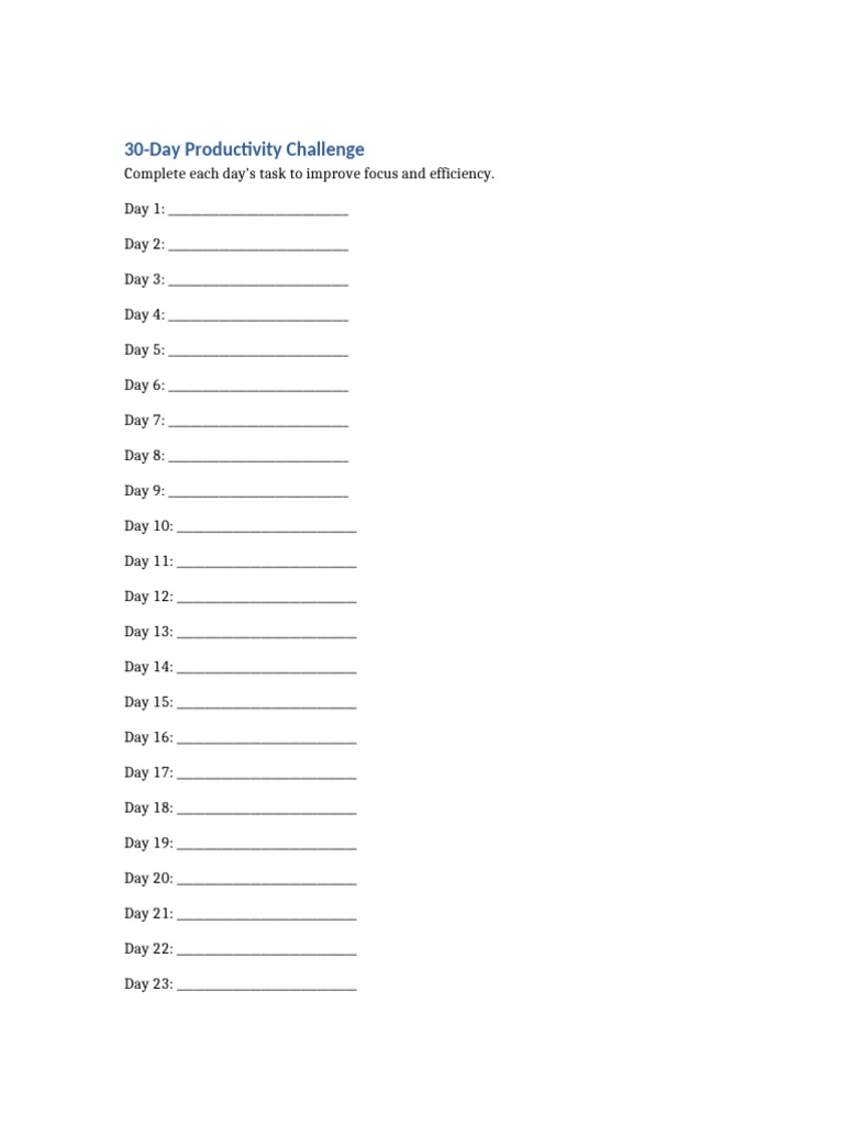 30-Day Productivity Challenge Guide | PDF