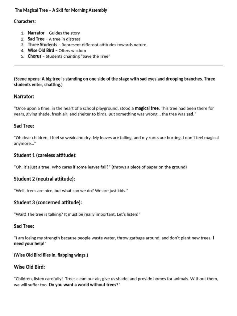 The Magical Tree - Assembly Skit | PDF