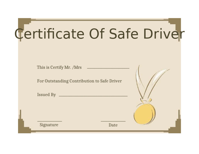 Safe Driver Certificates | PDF