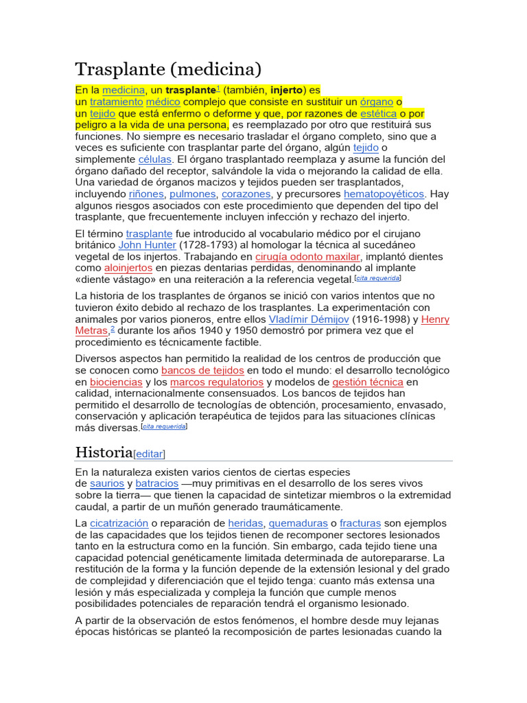 Trasplante | PDF | Transplante de organo | Especialidades Medicas