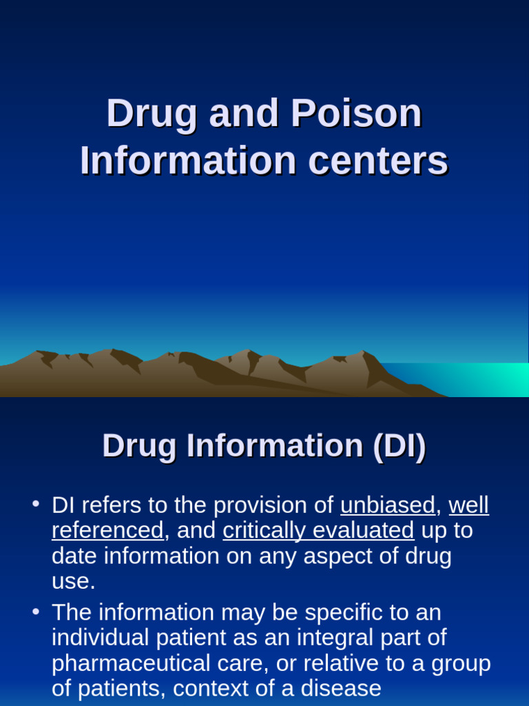 Drug and Poison Information Centres | PDF | Pharmacy | Medical Treatments
