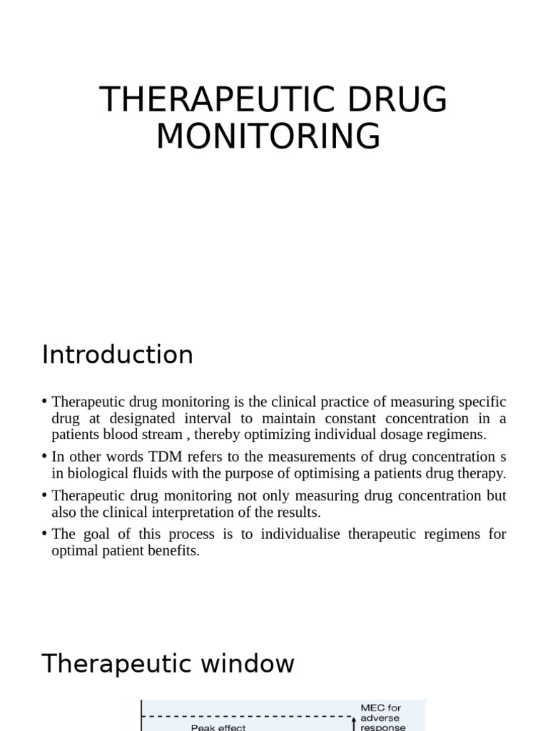Therapeutic Drug Monitoring | PDF | Dose (Biochemistry) | Chemistry