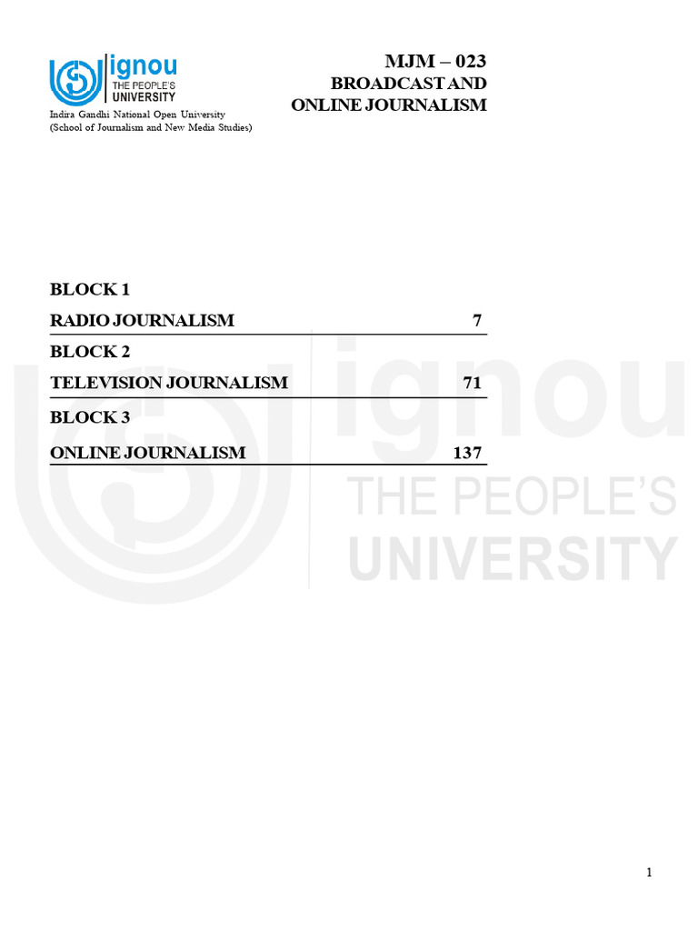 MJM - 023 Broadcast and Online Journalism | PDF | Broadcasting | Communication