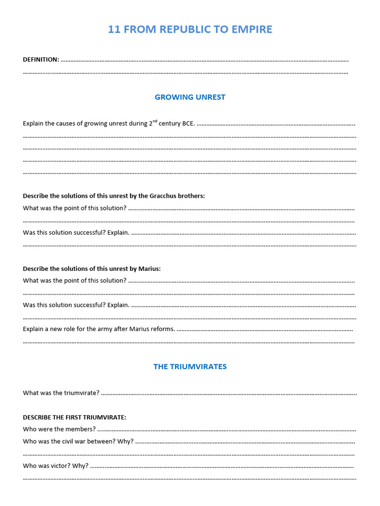 From Republic to Empire: Key Changes | PDF | Ancient Rome | Ancient Europe