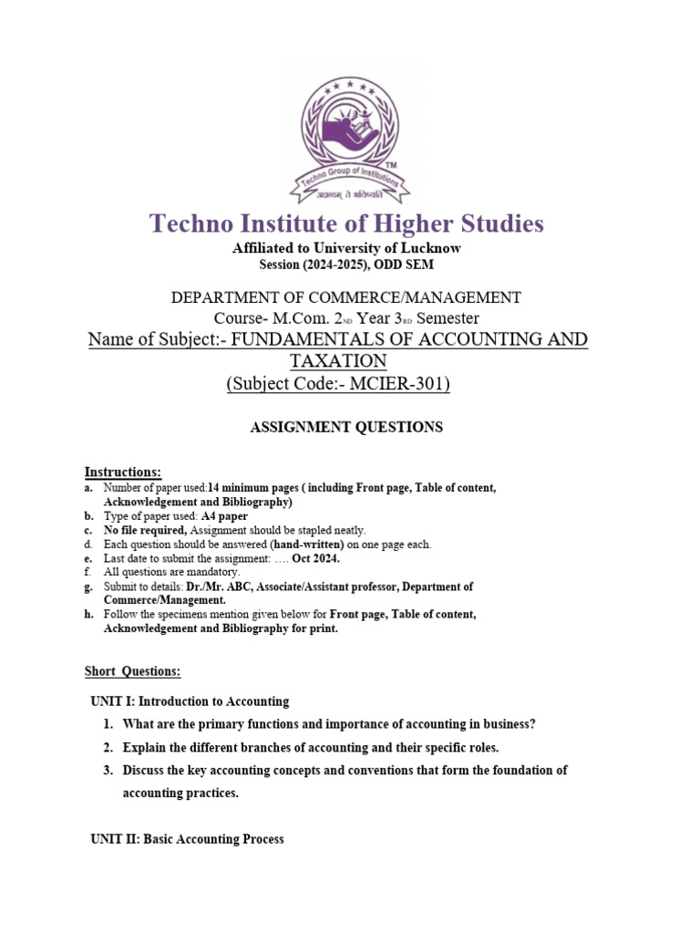 Fundamental of Accouting & Taxation | PDF | Taxes | Economies
