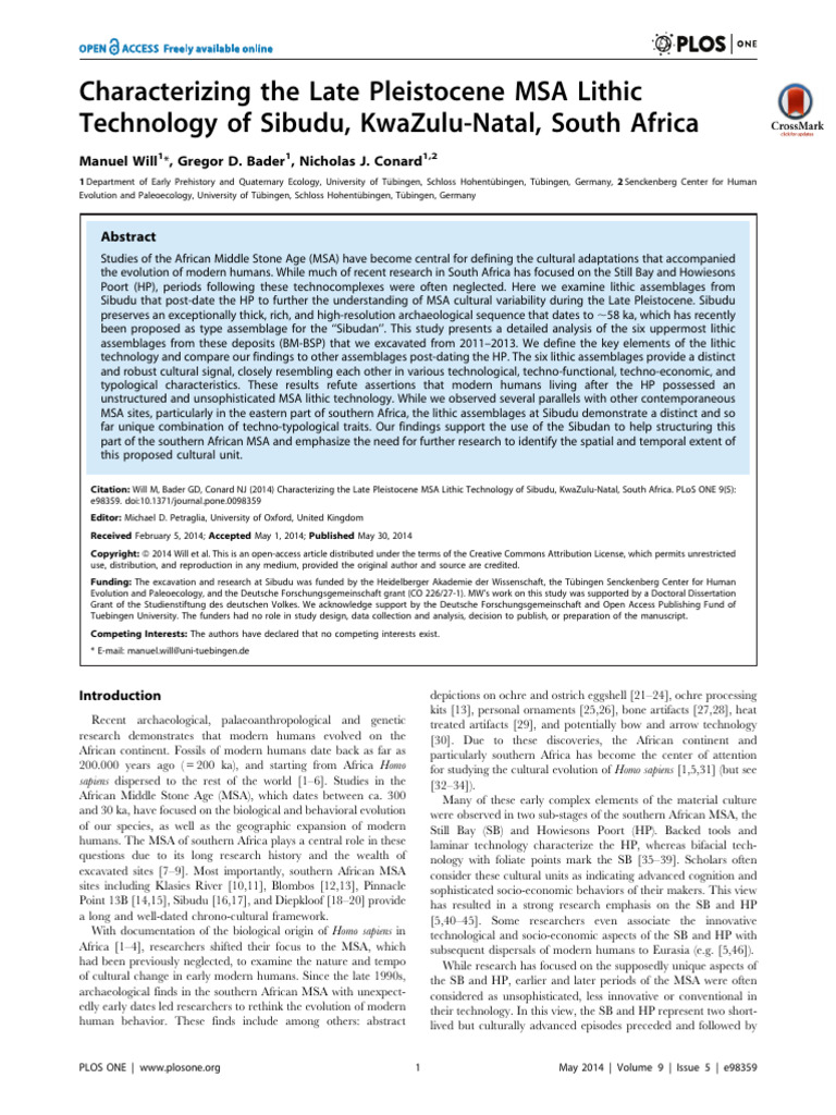 Characterizing The Late Pleistocene Msa Lithic Technology of Sibudu ...