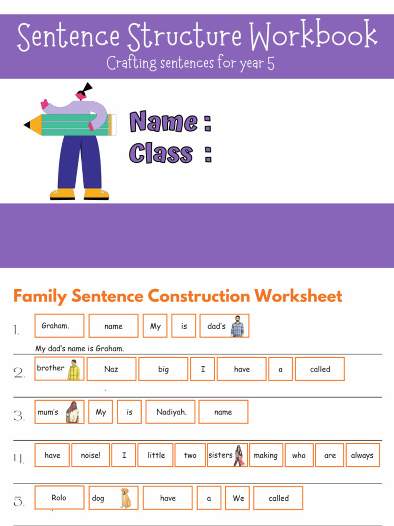 Workbook Sentence Construction | PDF