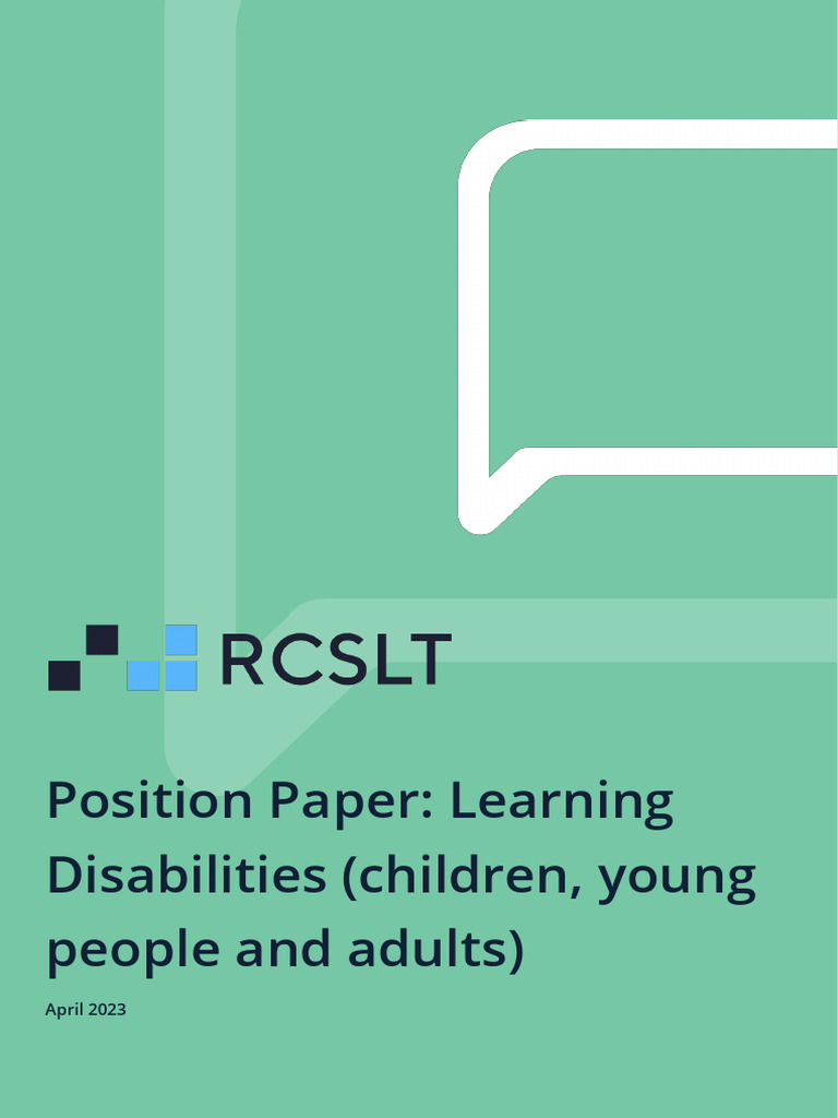 RCSLT Learning Disability Position Paper 2023 | PDF | Dementia ...