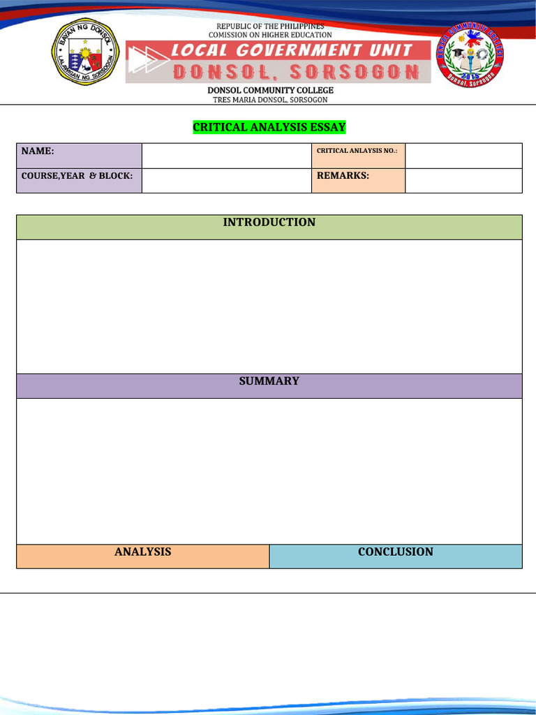 Critical Analysis Essay Template | PDF