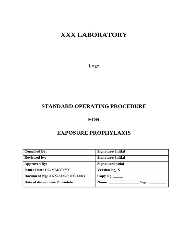 Post Exposure Prophylaxis SOP Guide | PDF | Serology | Management Of ...