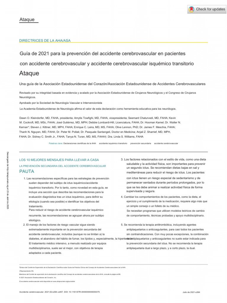 Kleindorfer Et Al 2021 Guideline For The Prevention of Stroke in ...