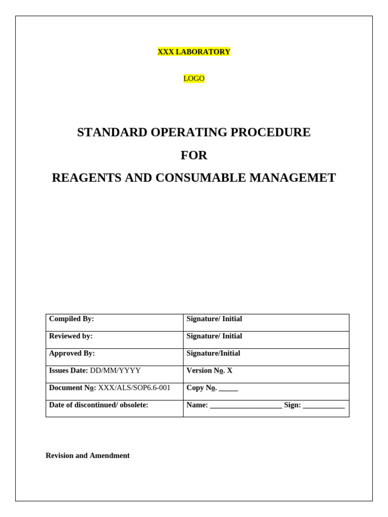6.6-001 Procedure For Reagents and Consumable Management | PDF | Logistics