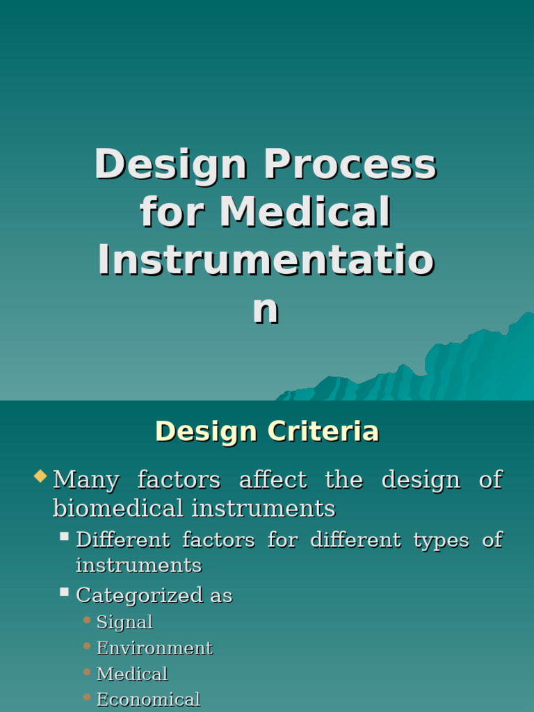 Design Process For Medical Instrumentation | PDF | Instrumentation ...