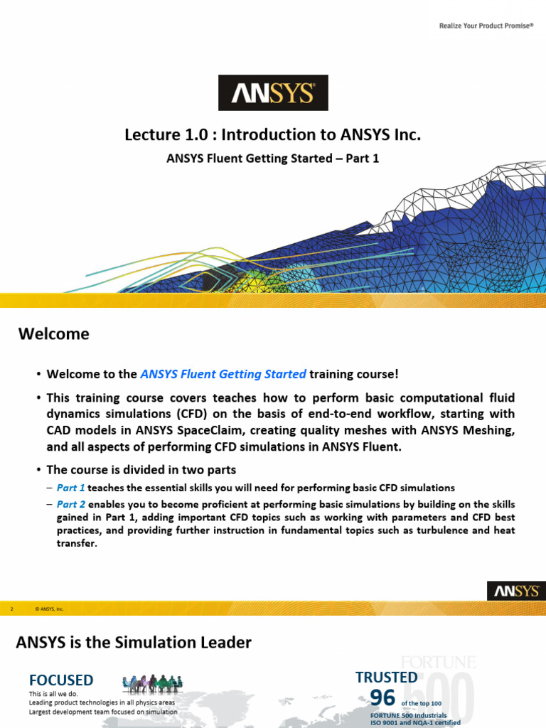 Fluent GetStart1 19.0 L01.0 Intro To ANSYS | PDF | Computational Fluid ...
