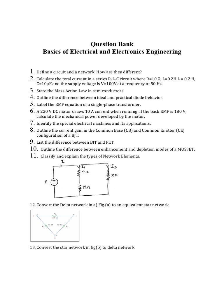 EEE Job Question Bank PDF | PDF | Field Effect Transistor | Electrical ...