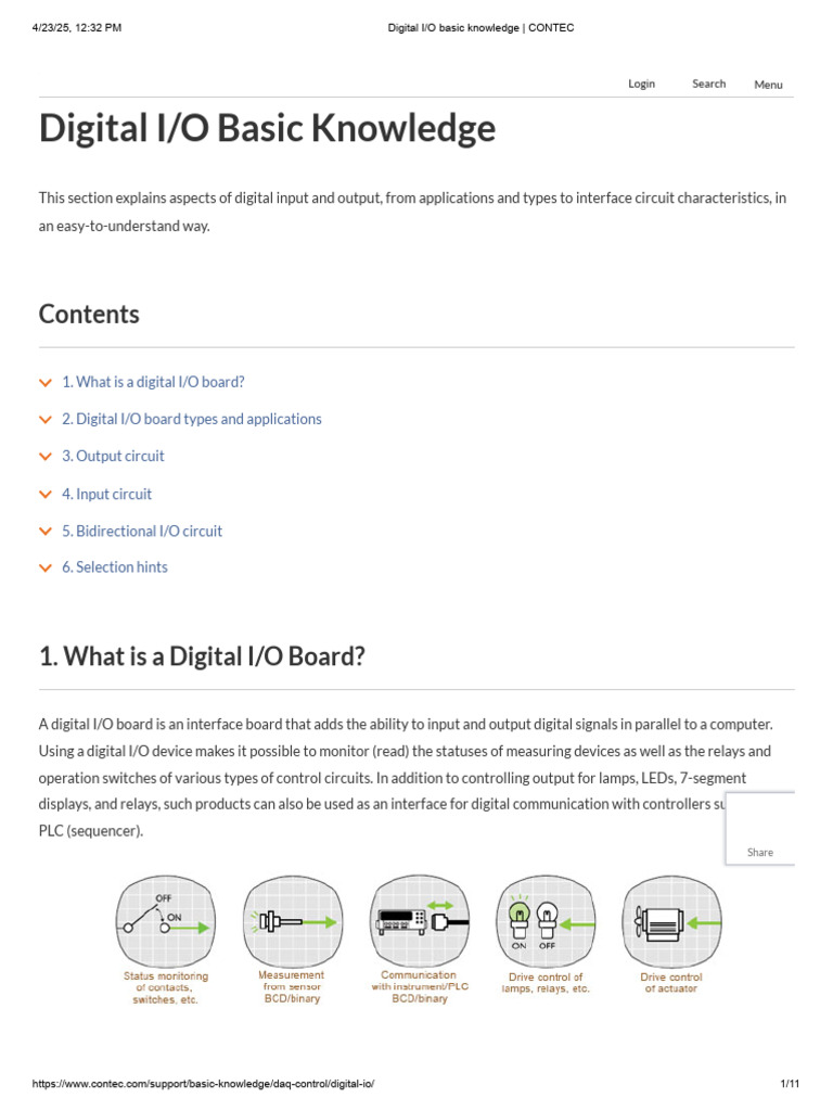 Digital I - O Basic Knowledge - CONTEC | PDF | Logic Gate | Relay