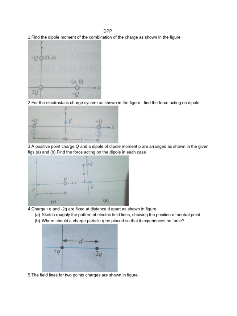 DPP (Electric Field and Electric Dipole) - 1 | PDF | Force | Electric Field