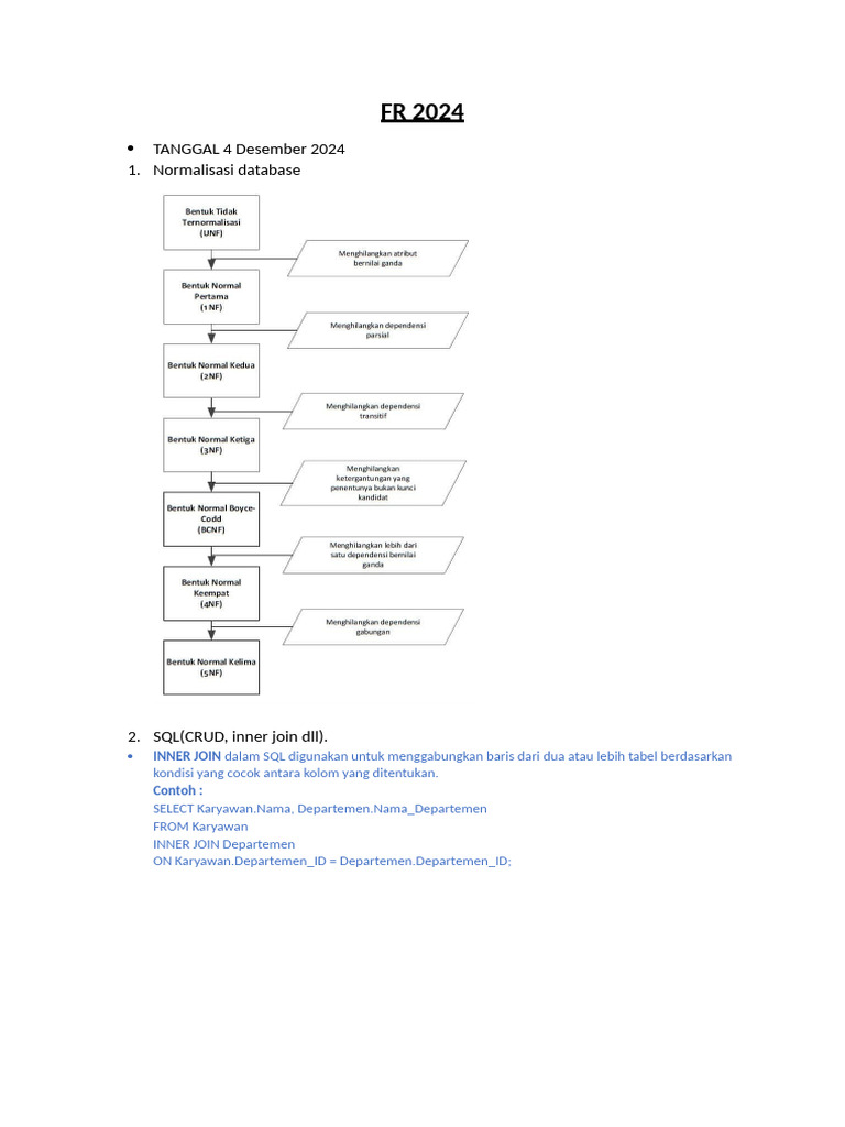 TANGGAL 4 Desember 2024 1. Normalisasi Database: Inner Join Contoh | PDF