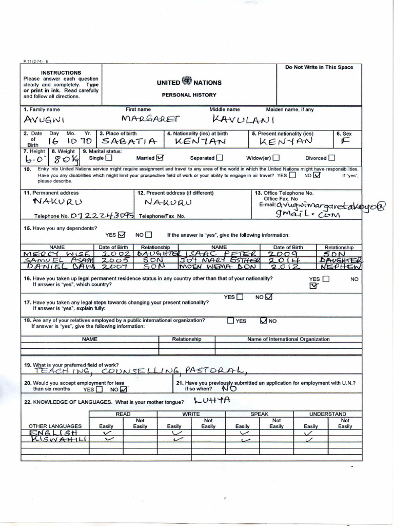 United Nations Personal History | PDF