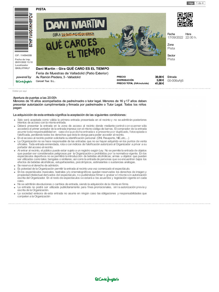 Entrada Dani Martín Valladolid 2022 | PDF