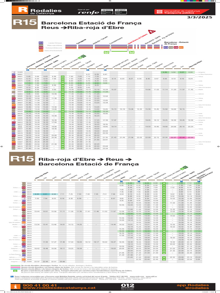 R15 Horarios | PDF