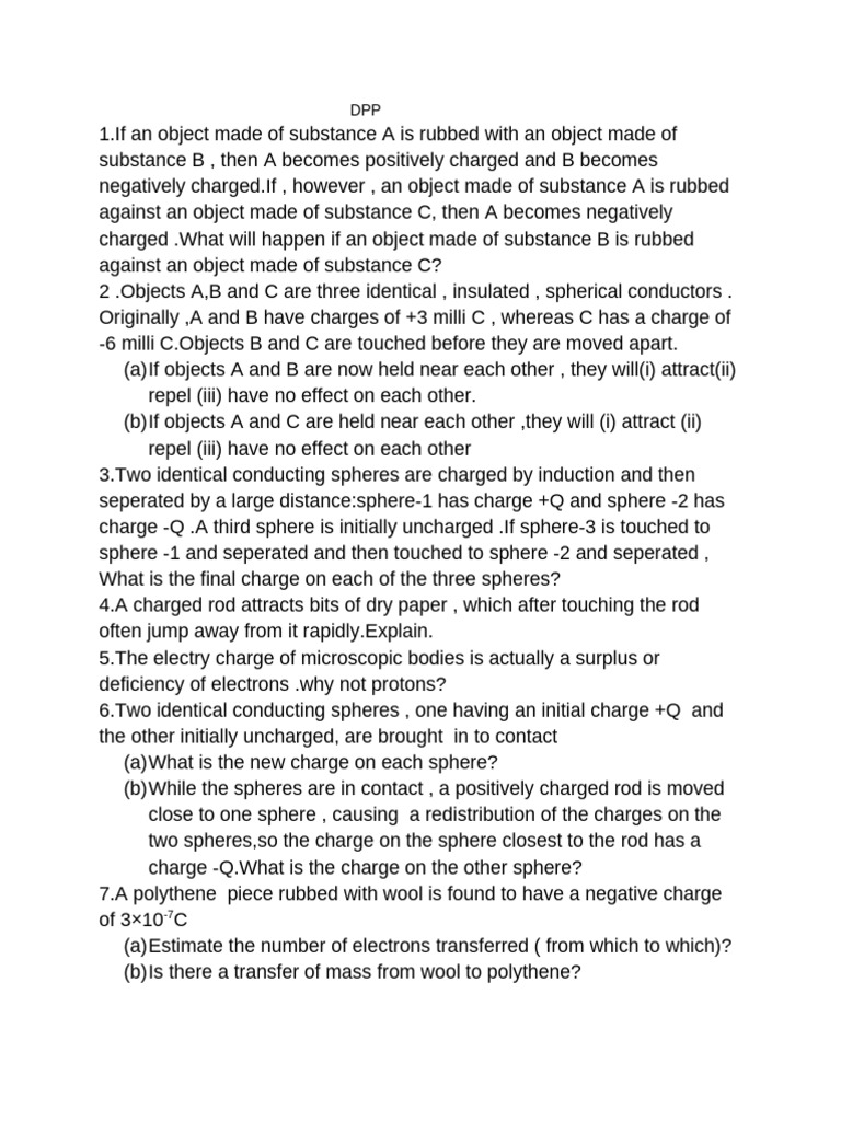 DPP (Charge and Charging Method) | PDF | Electric Charge | Electromagnetism