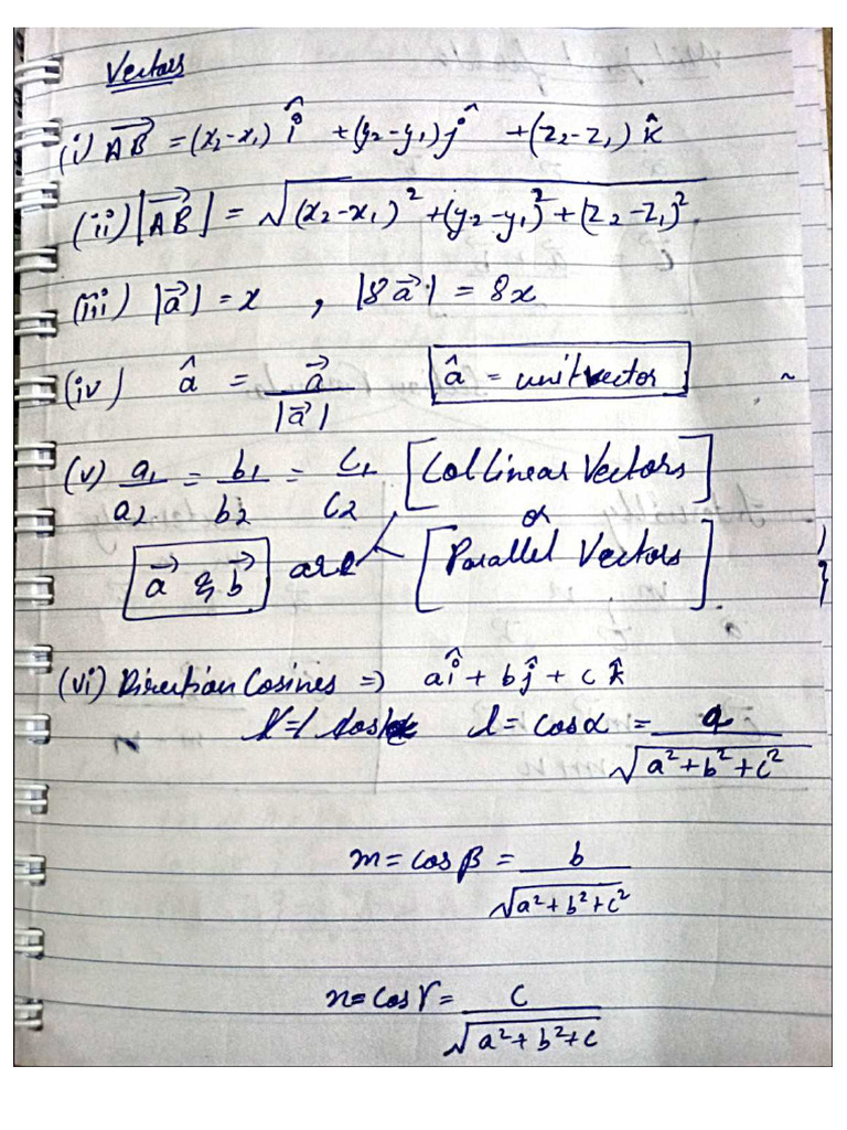 Vectors Class 12 Handwritten Notes | PDF