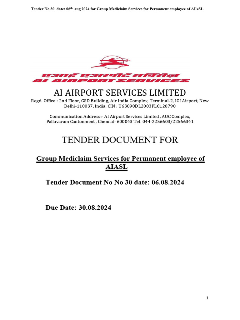 AIASL Group Mediclaim Services Tender | PDF | Legal Liability | Insurance