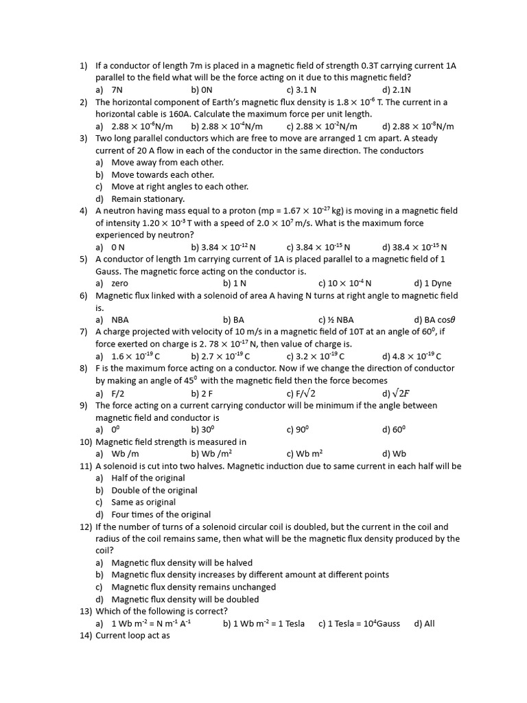 Magnetic Force and Field Calculations | PDF | Magnetic Field | Magnetism