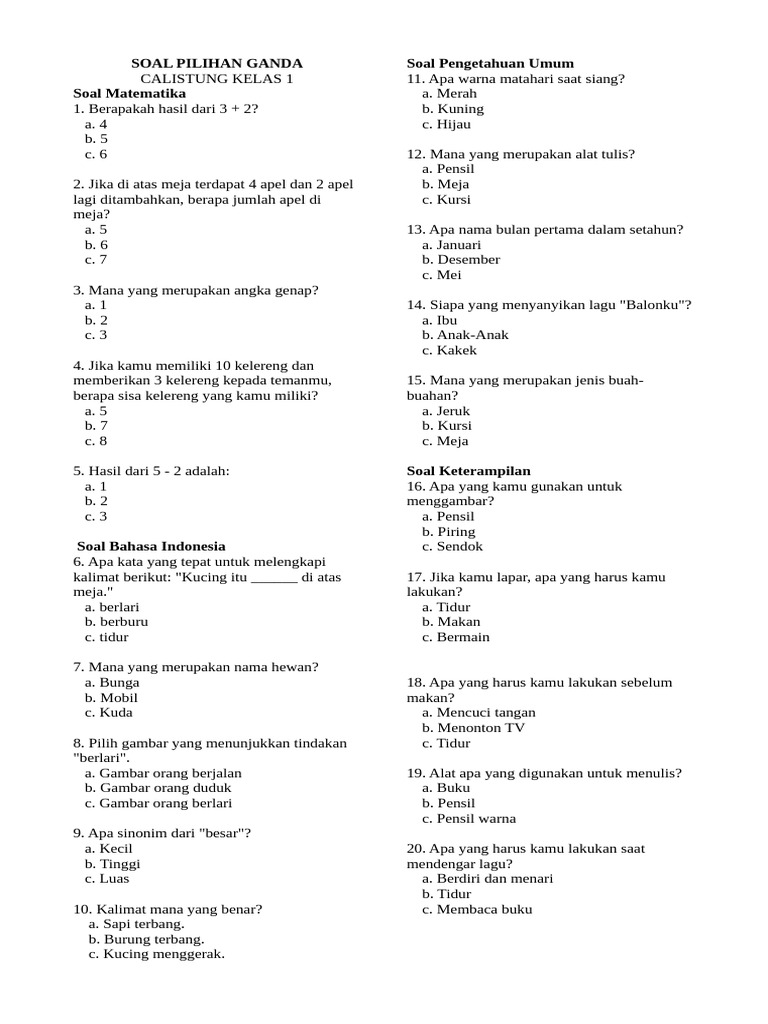 TAHAP KOMPLIT 2 Kelas 1 | PDF