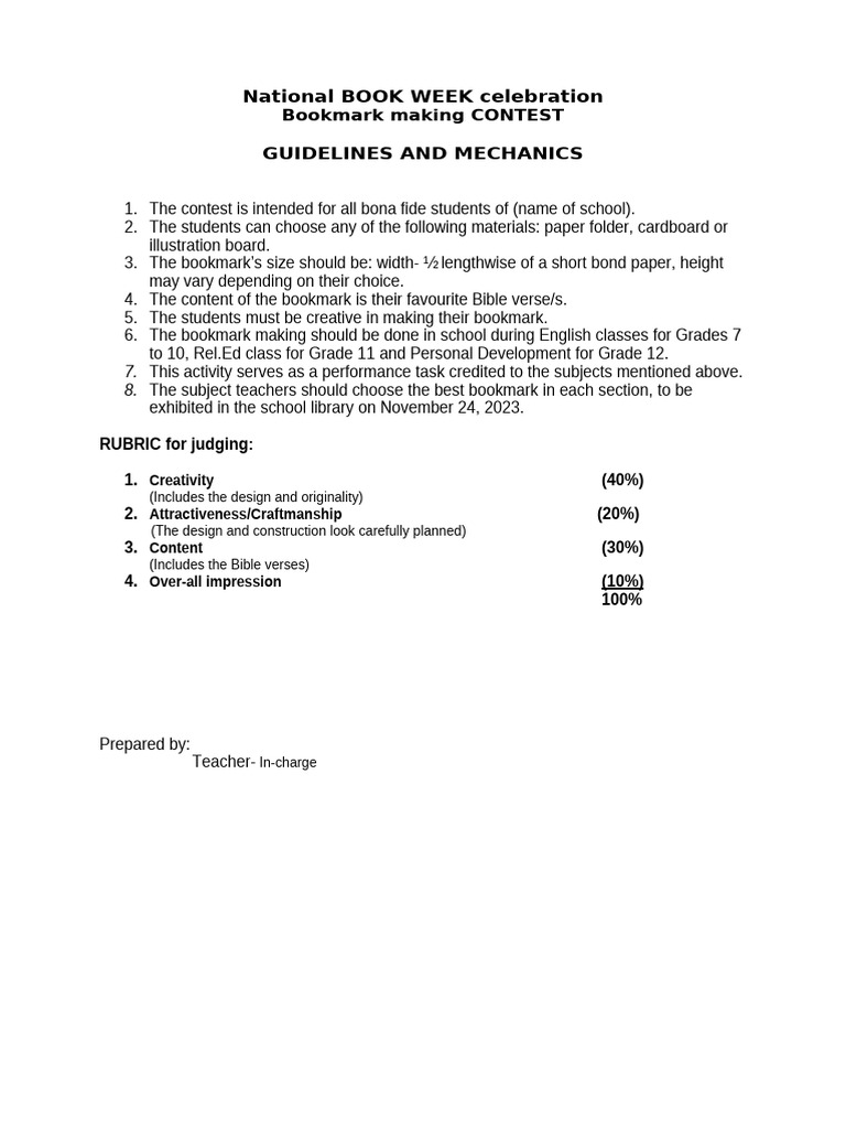 Bookmark Making Mechanics 2023 | PDF