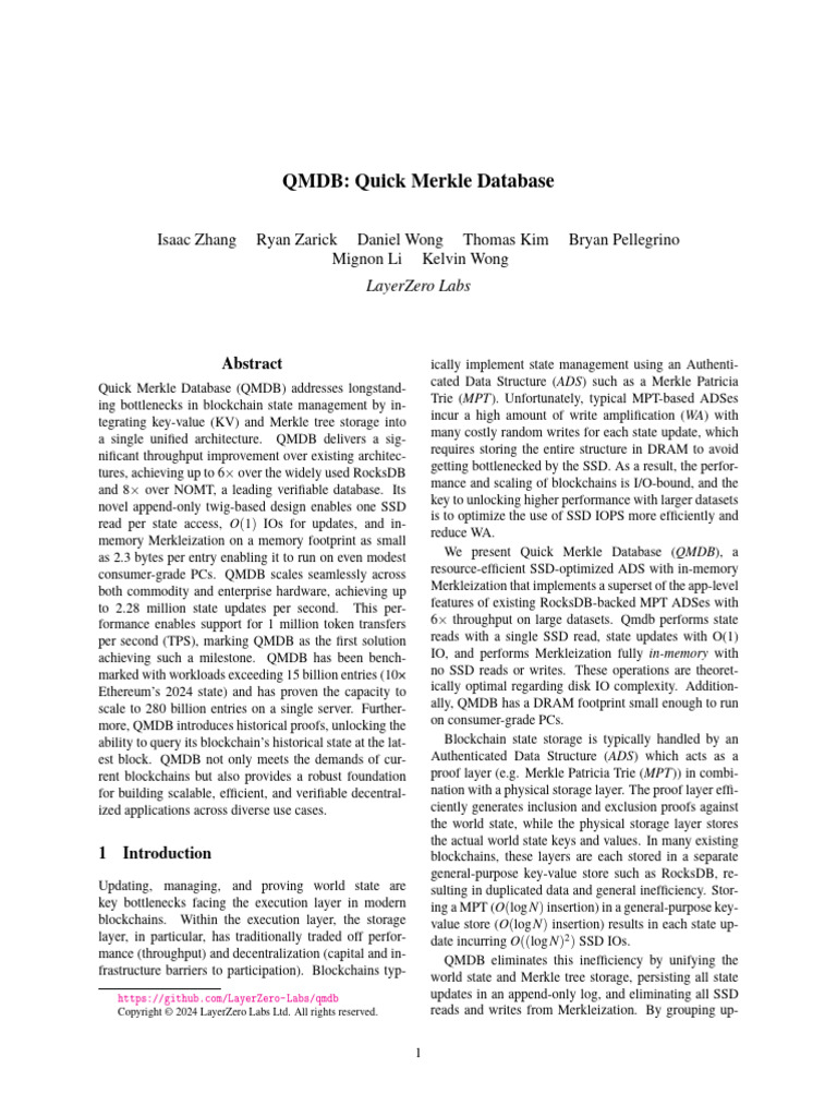 QMDB-Quick Merkle Database | PDF | Solid State Drive | Databases
