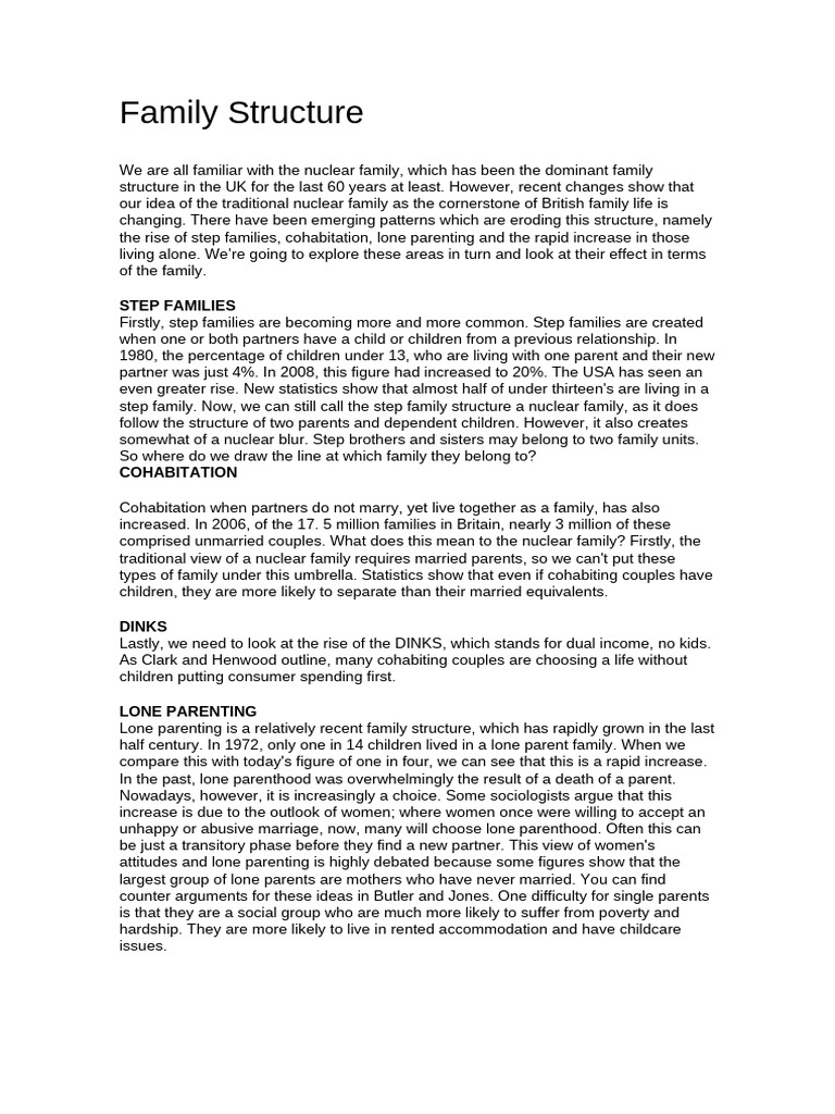 Listening Family Structure | PDF | Family | Cohabitation