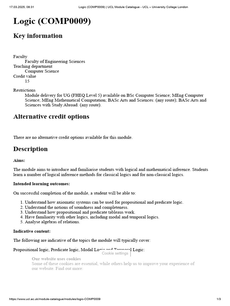 Mantiq-Logic (COMP0009) _UCL Module Catalogue - UCL - University ...