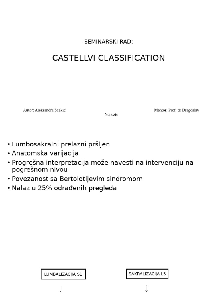 Seminarski Rad - Castelvi Klasifikacija | PDF