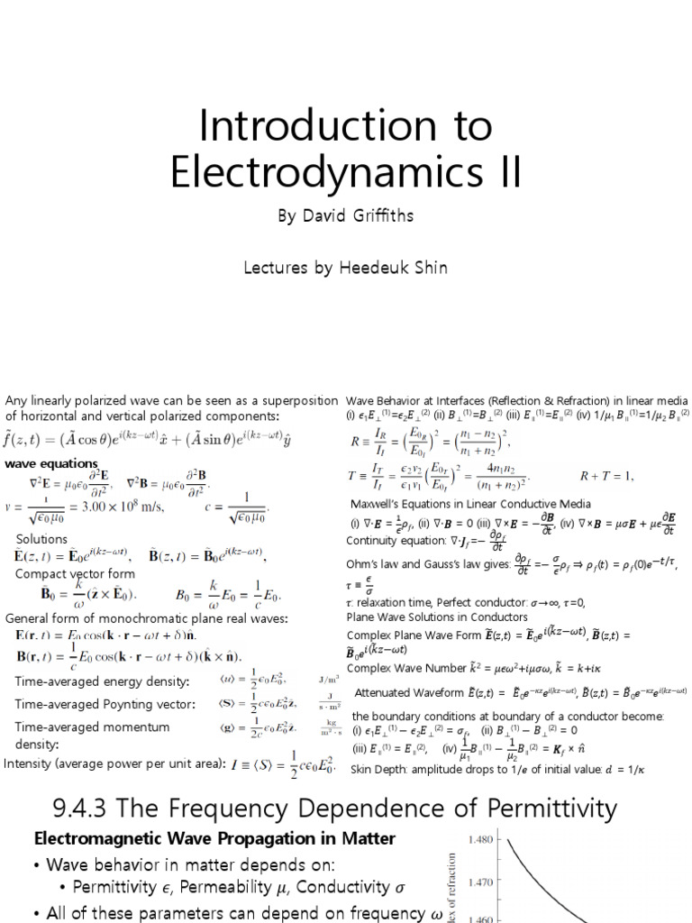 Introduction To Electrodynamics - Chap910 - 9 - 2 | PDF | Waves | Dispersion (Optics)