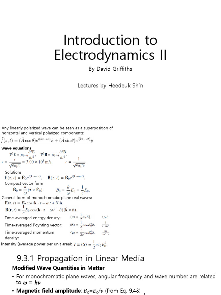 Introduction to Electrodynamics_chap9_9_1 | PDF | Waves | Electromagnetic Spectrum