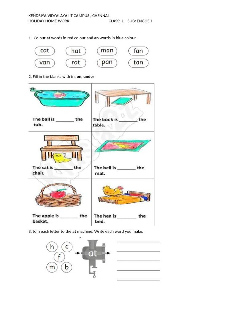Class1 English Worksheet | PDF
