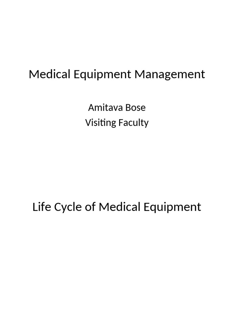 Medical Equipment Life Cycle Management | PDF | Medical Device ...